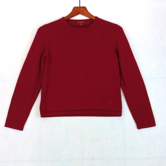 Burberry | Sweaters | Burberry London Red Merino Wool Crewneck Sweater ...